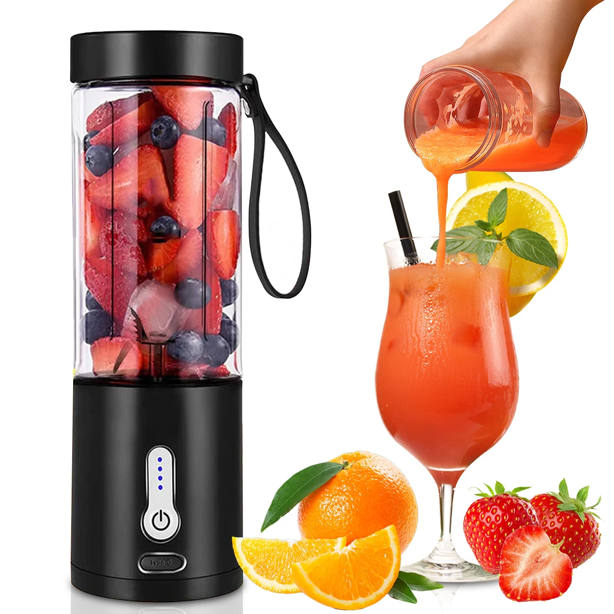 Powerful-Blender-Portable-Usb-Rechargeable-Fruit-Juicer-Orange-Fresh ...