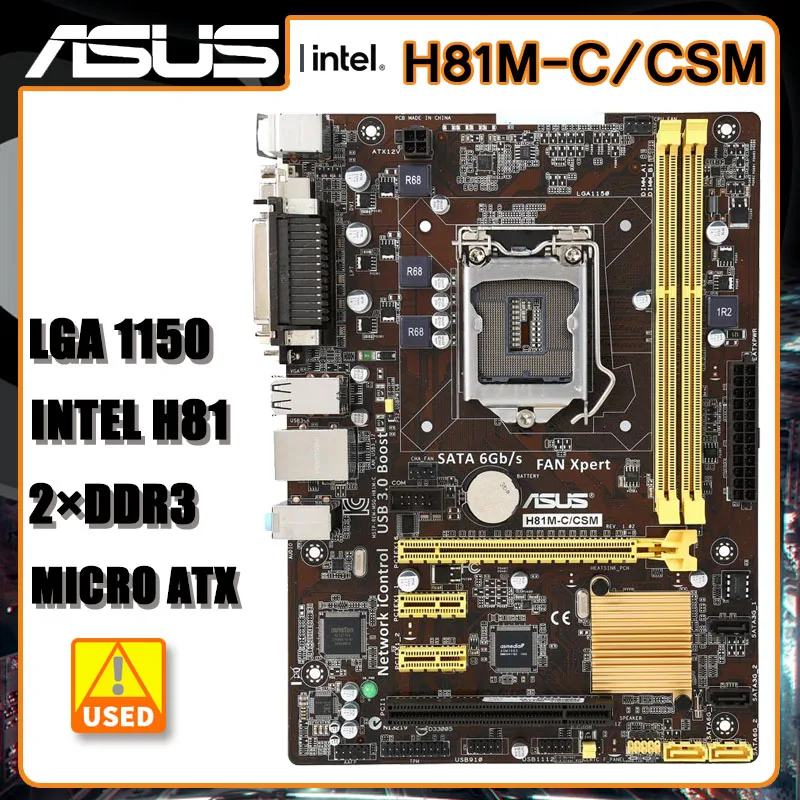 ASUS-placa base LGA 1150, H81M-C/CSM, Intel H81, DDR3, 16G, PCI-E 2,0 ...