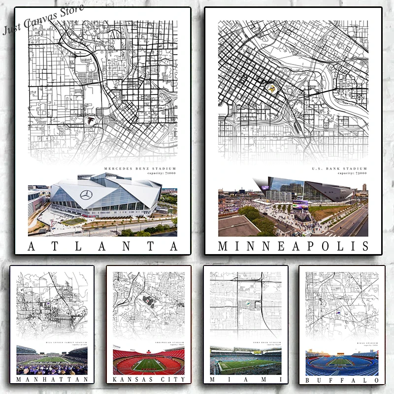 Modern-Football-Stadium-Denver-Broncos-Arizona-Cardinals-Map-Poster ...