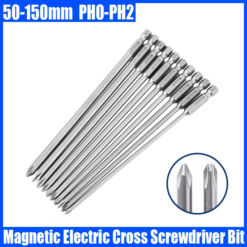 50mm-75mm-100mm-150mm-Electric-Cross-Screwdriver-Bit-Phillips-Magnetic ...