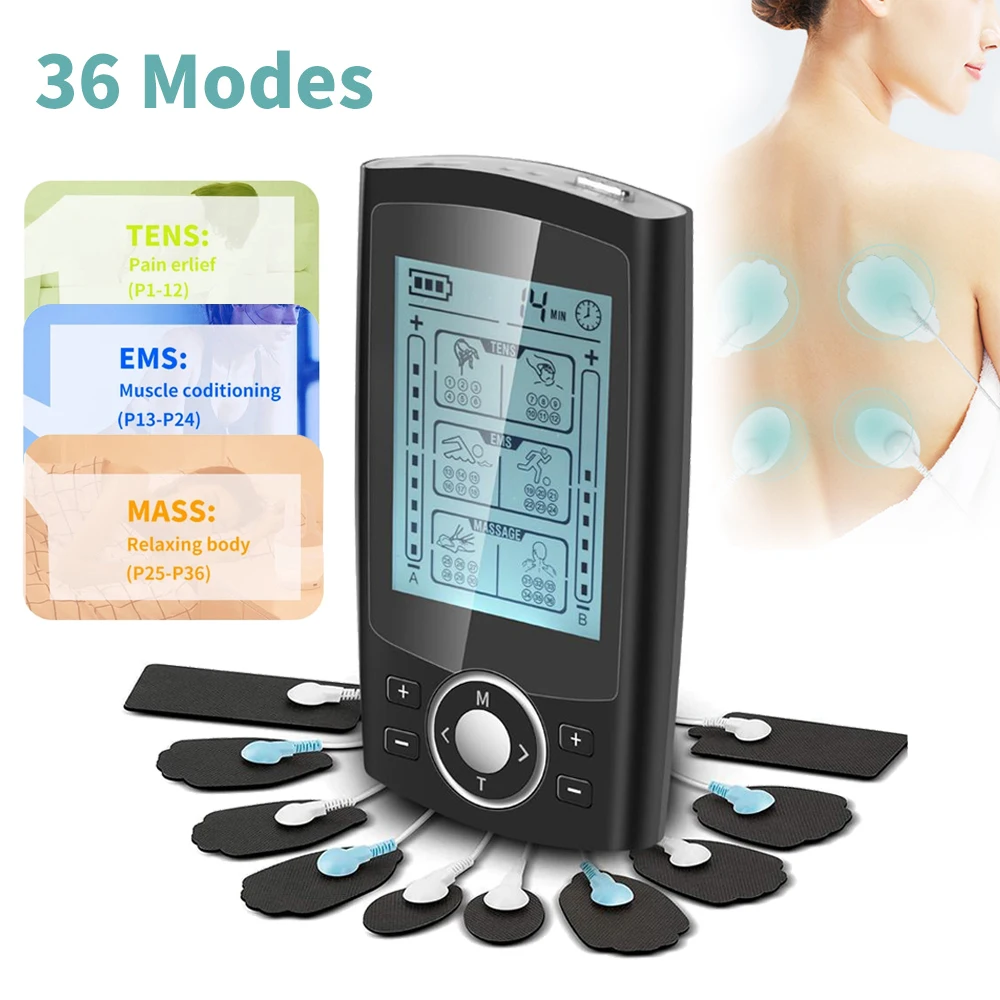 36-Modes-TENS-Unit-Electric-EMS-Muscle-Stimulation-Body-Massage-Relieve ...