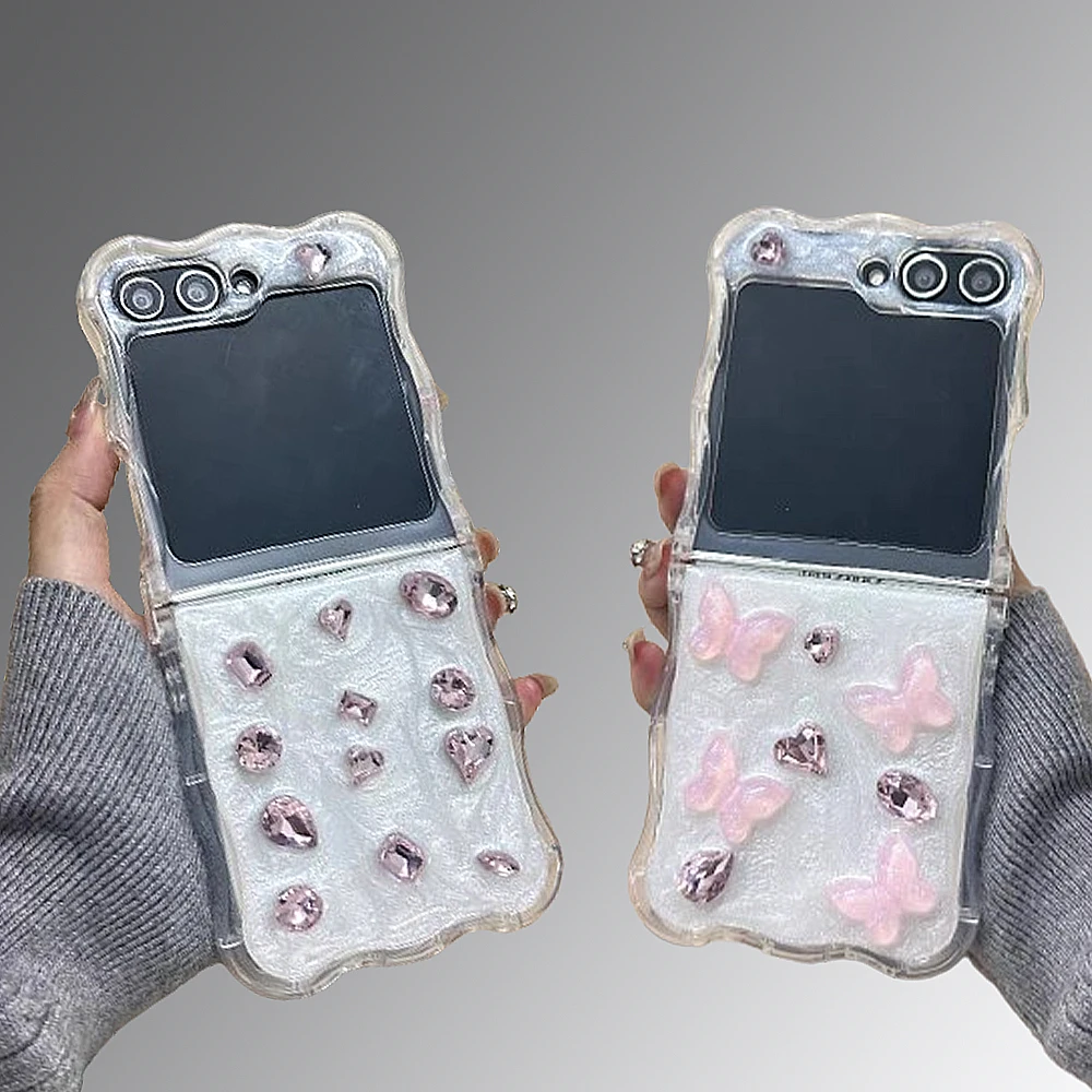 GALAXY Z Flip 6 5 4 3 Pretty Cubic Jewelry BUTTERFLY 3D Deco Den ...