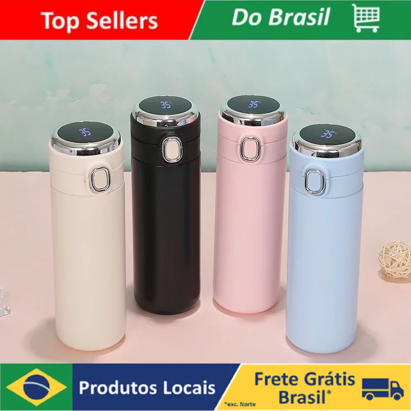 Garrafa térmica de água Inox/Temperatura De Led/estampa lisa/unisses de 300ML