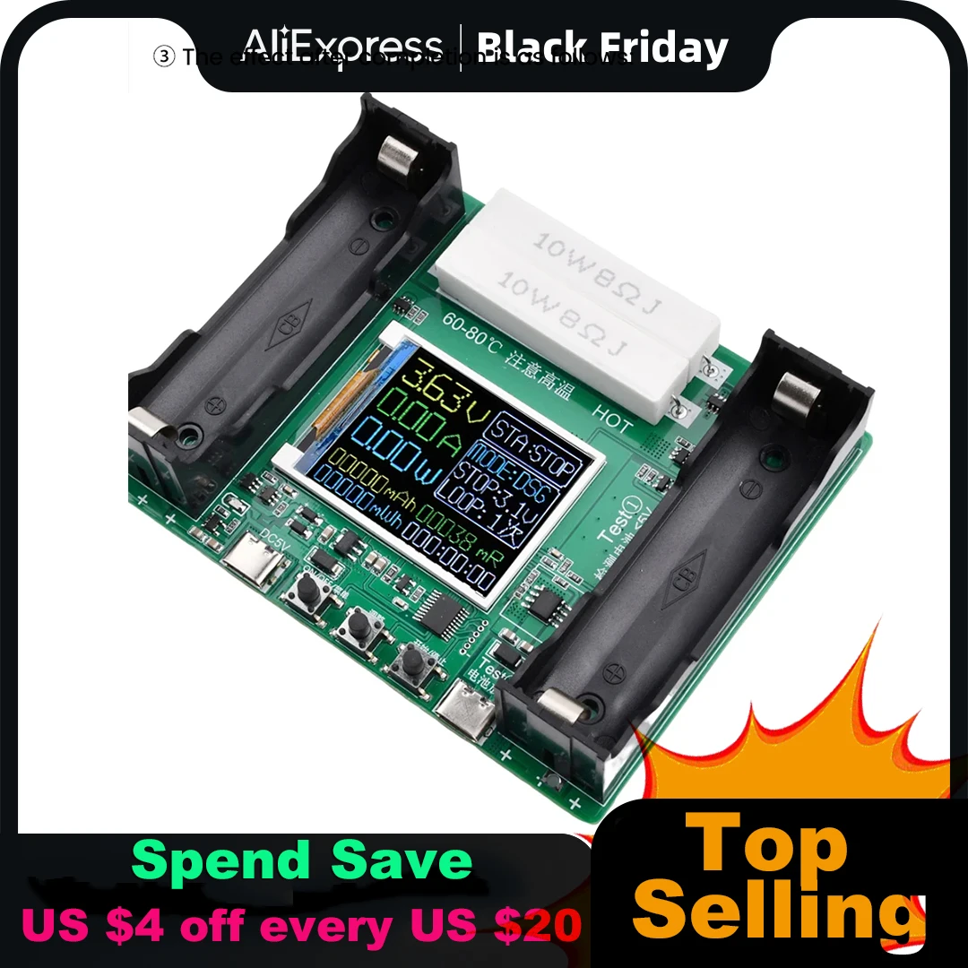 Battery-Capacity-Tester-18650-Module-MAh-for-18650-Lithium-Battery-LCD ...