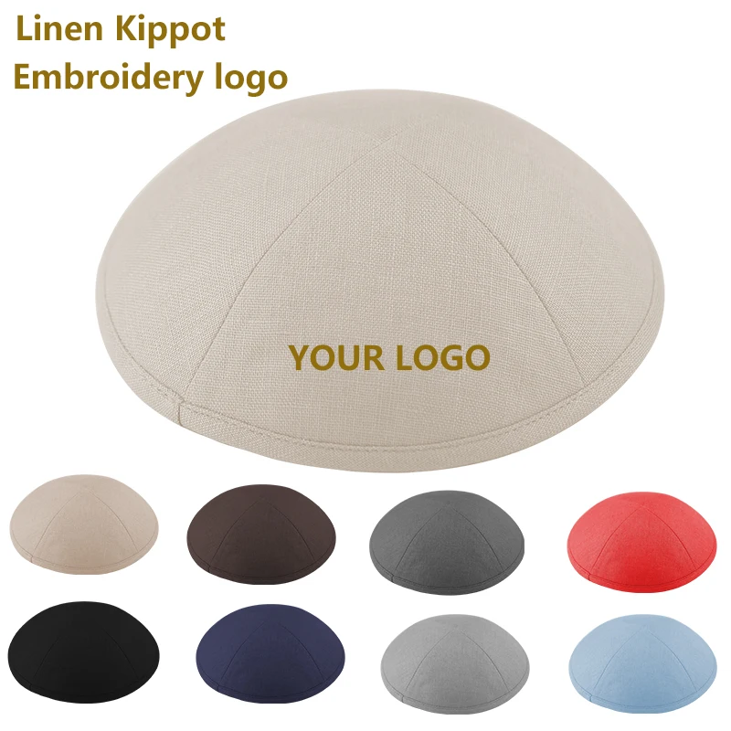 Custom-Linen-Kippot-Black-Cotton-Kippahs-Embroidery-Logo-Wedding-Kippahs-Jewish-CapsYarmulkes ...