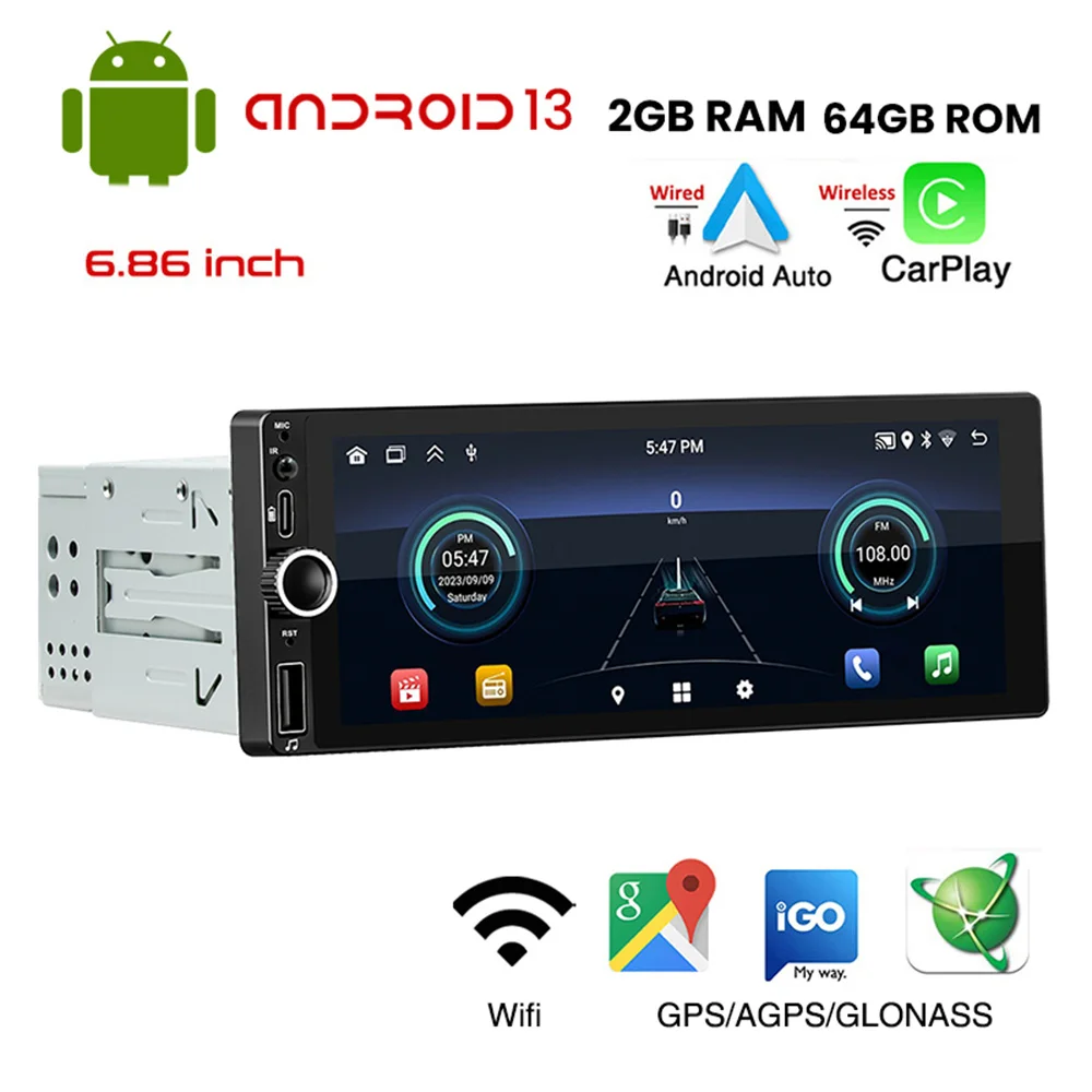 1-Din-Android-Car-Radio-Wireless-CarPlay-Mirror-Link-Bluetooth-WiFi ...