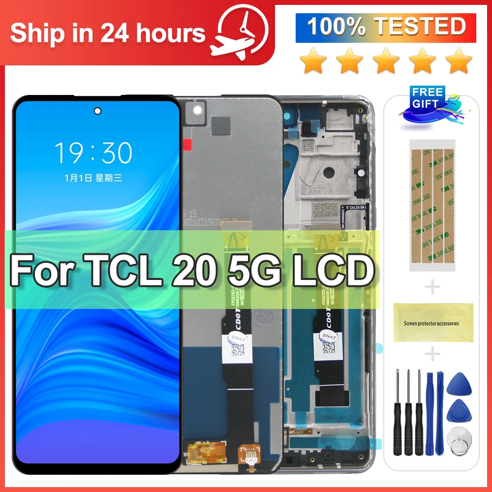 100-TEST-For-TCL-20-5G-LCD-Touch-Display-Screen-Digitizer-With-Frame ...