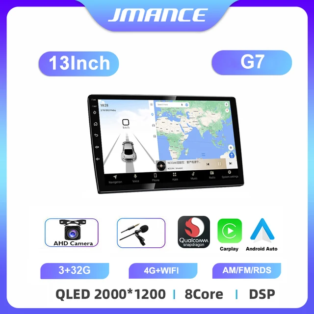 JMANCE 13Inch Car Radio 2 Din Android 11 2K Touch Screen Auto ...