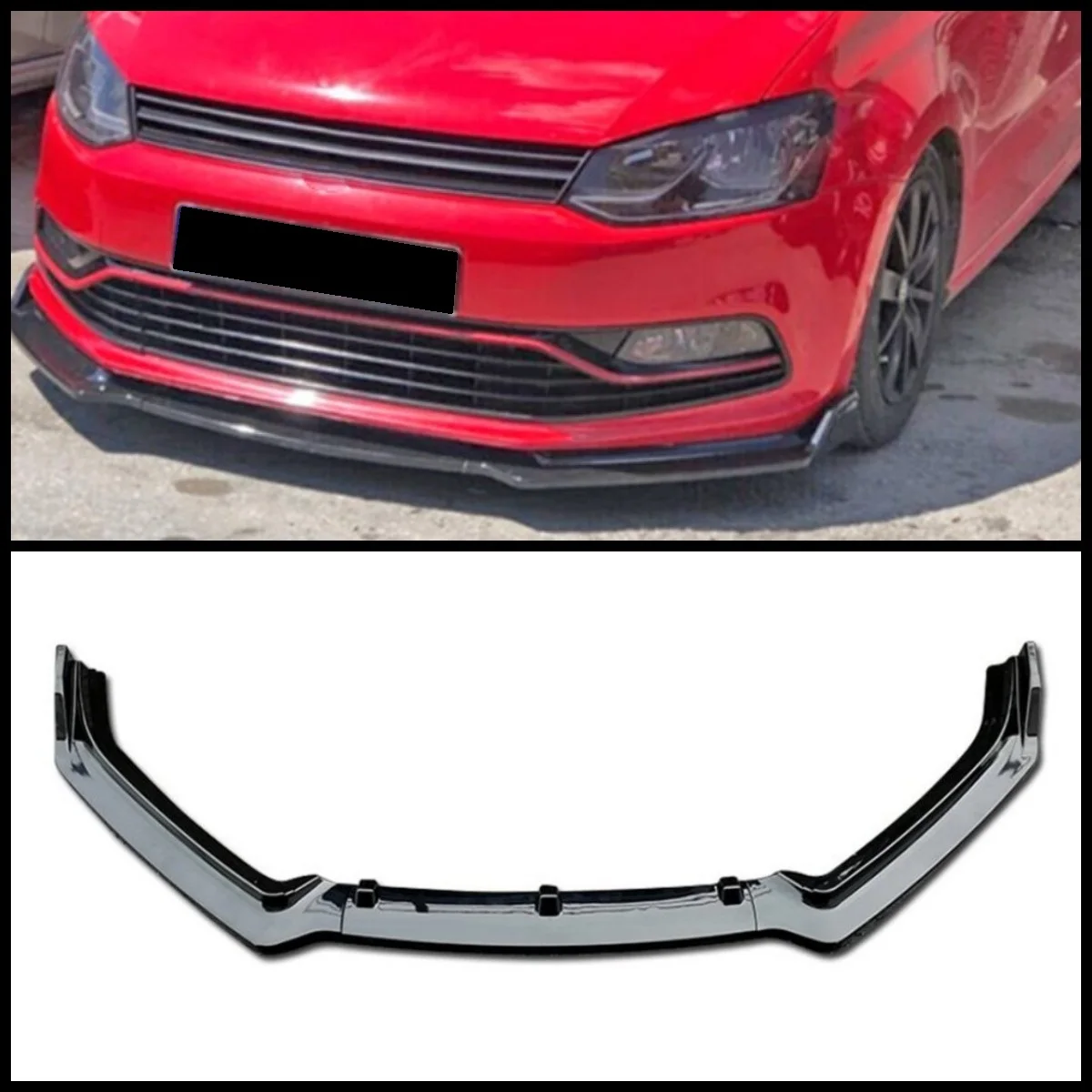 For-Volkswagen-Polo-6R-6C-Front-Bumper-Lip-Body-Kit-Spoiler-Splitter ...