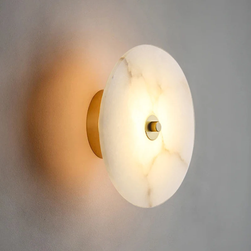 Natural-Marble-Led-Wall-Light-Round-Shape-Gold-Backlight-lamp-living ...