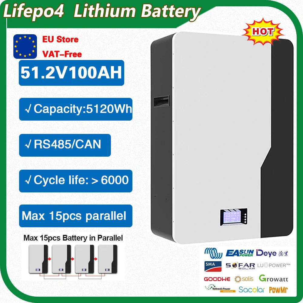 Lifepo4-Lithium-Battery-51-2v-100Ah-5wh-200Ah-10wh-Li-ion-Parallel-15p ...