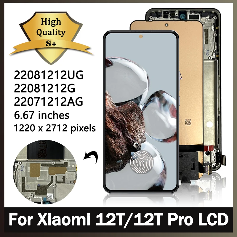 Original-For-Xiaomi-12T-Mi-12T-Pro-LCD-Frame-Touch-Panel-Digitizer-For ...