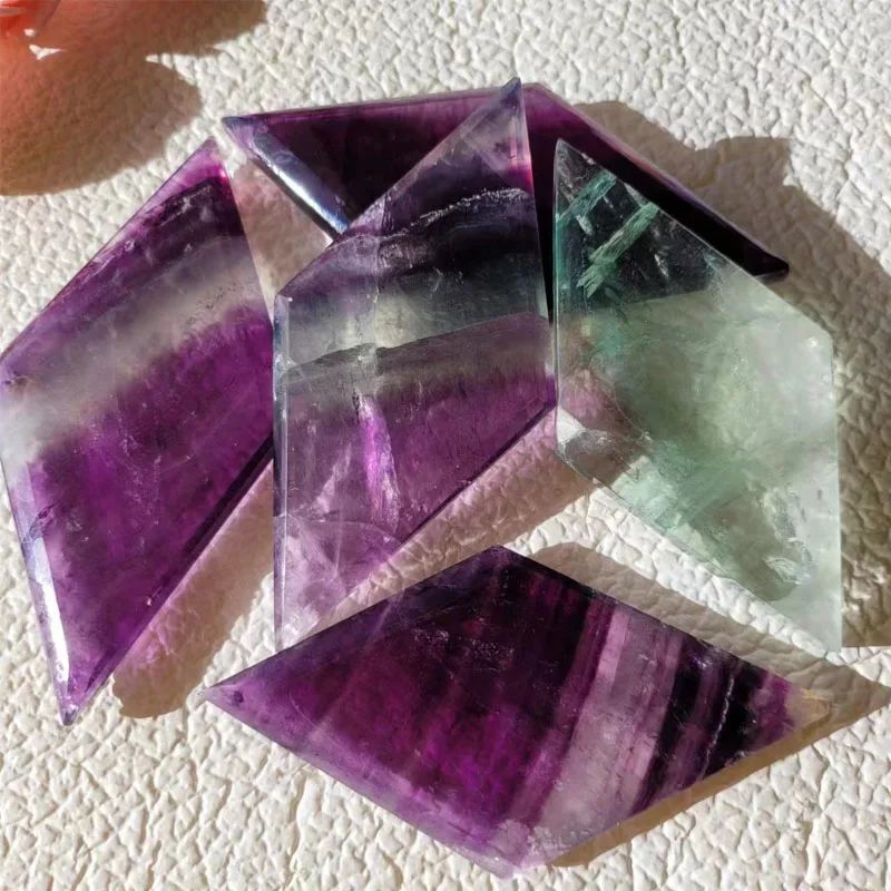 Natural-Rainbow-Fluorite-Diamond-Shape-Carving-Unique-Gift-Polished ...