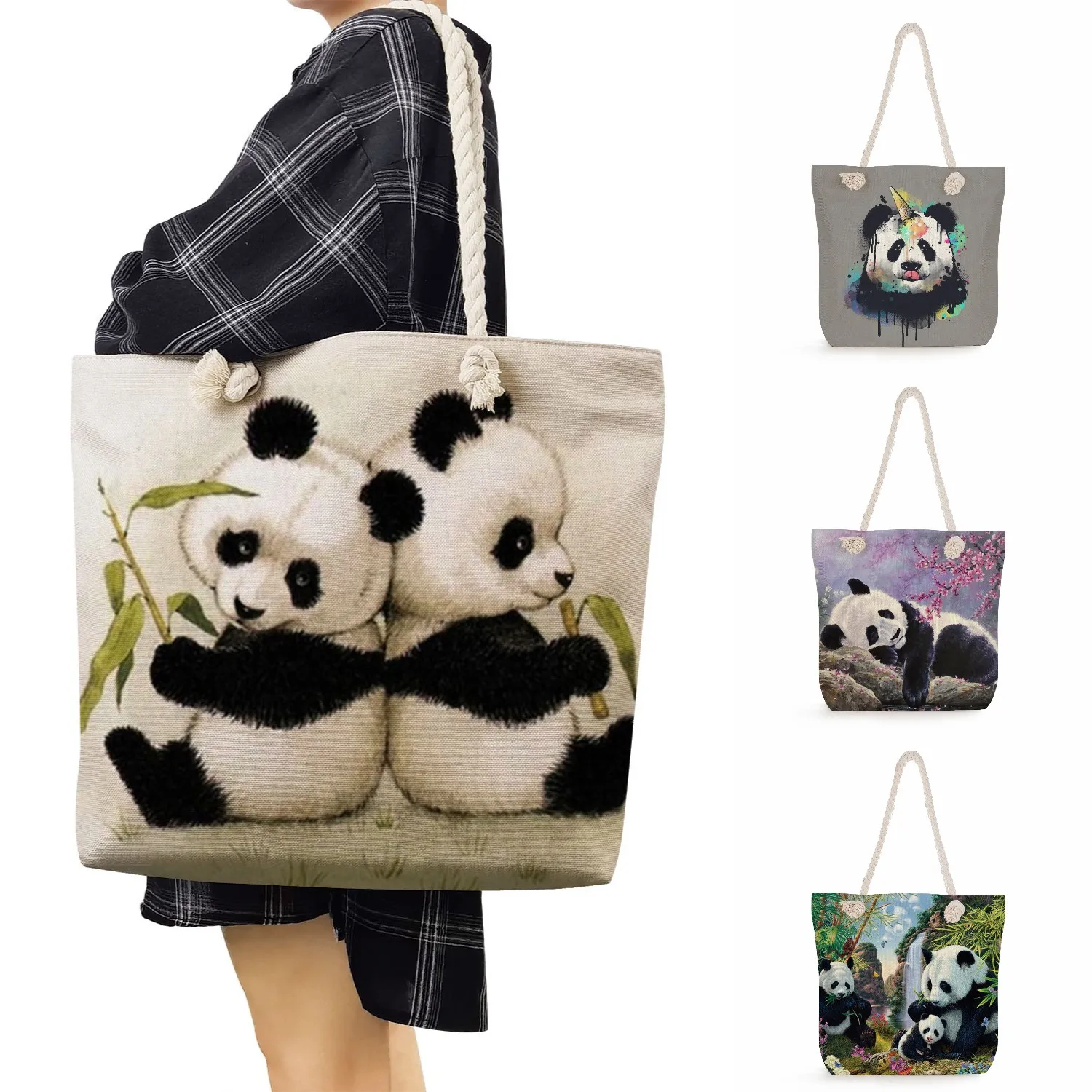 Bags Women Panda | Handbags Women Bags Panda | Panda Shoulder Cotton ...