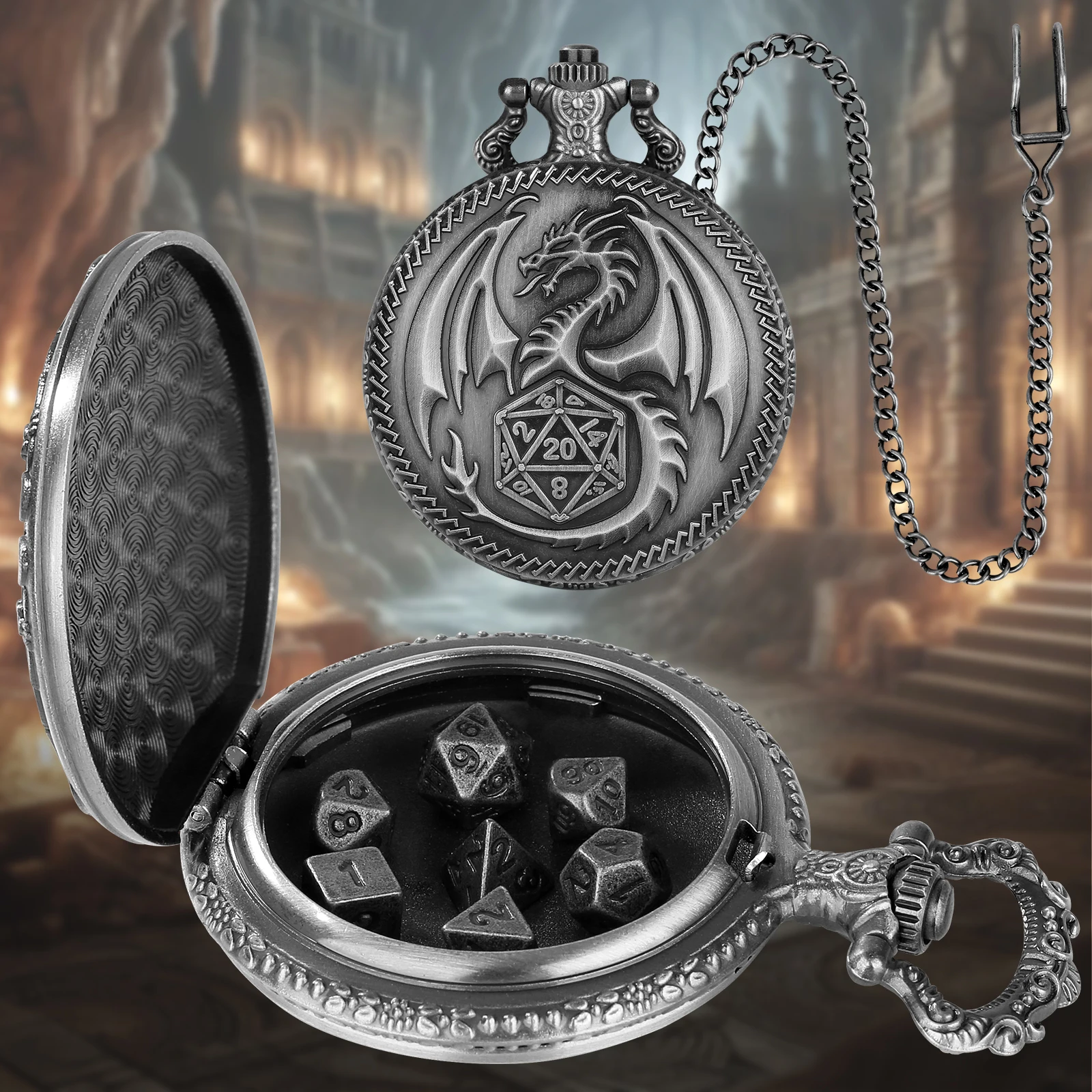 Pocket-Watch-Dice-Metal-DND-Dices-Clock-Wolf-Spider-pocket-watch-case ...