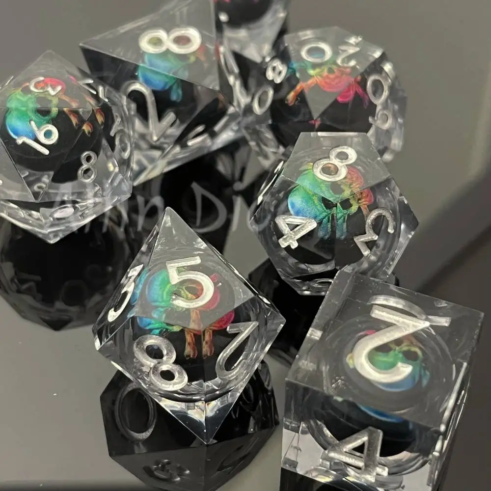 Resin-dice-kit-dnd-dice-for-dnd-games-Polyhedral-Sharp-Edge-Dice-Set ...