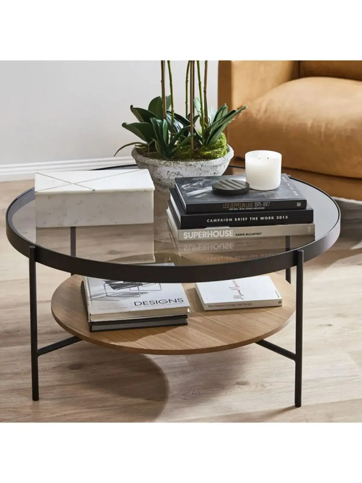 Black-Metal-Center-Table-Service-Unbreakable-Black-Glass-Scandinavian ...