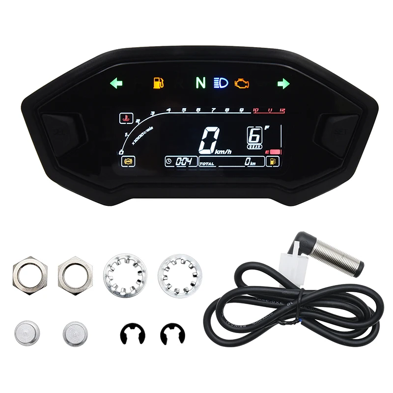 New-12000-RPM-Universal-Motorcycle-LED-Adjustable-Speedometer-Optional ...