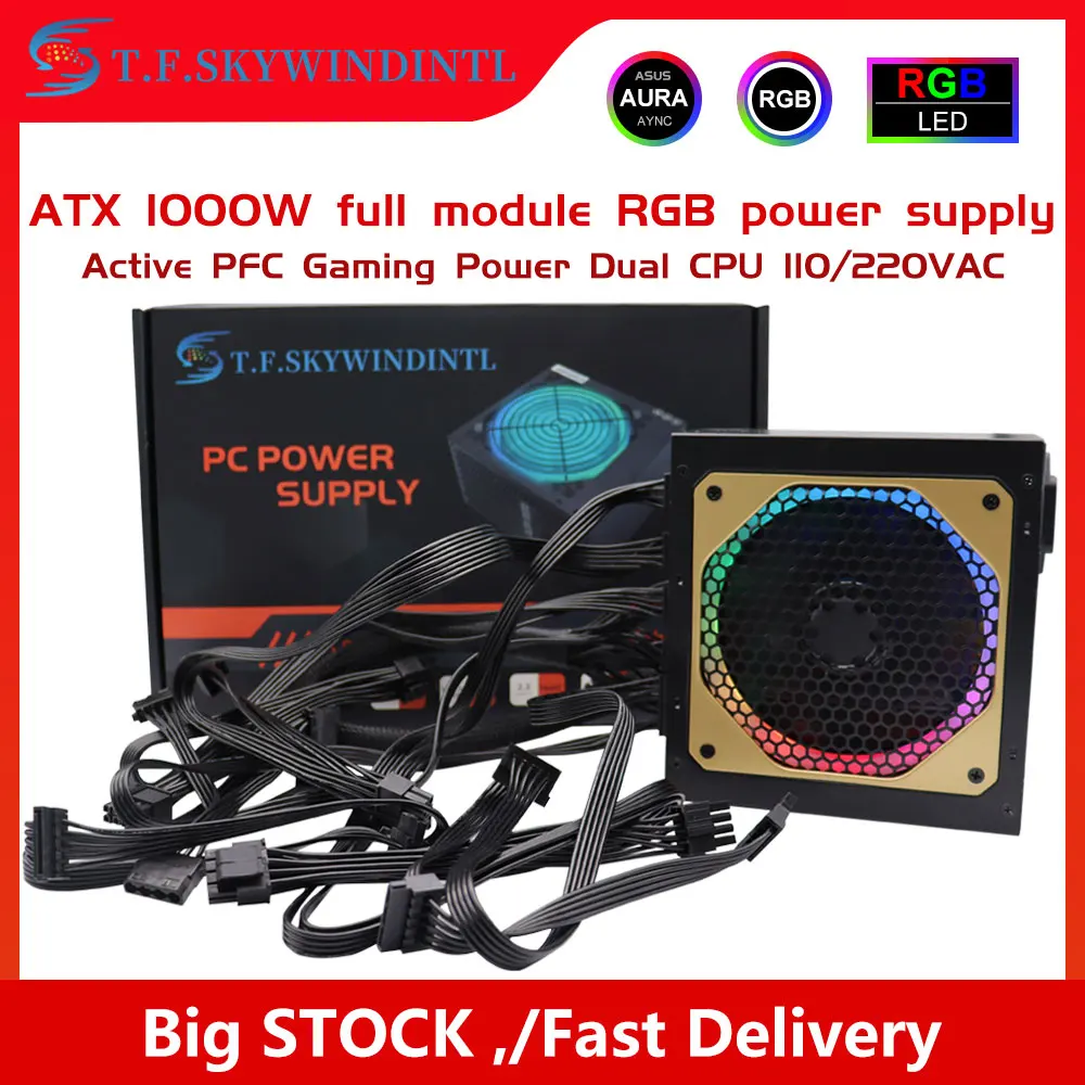 T.f.skywindintl Pc Power Supply 1000w Pc Gaming Active Pfc 80 Plus Atx ...