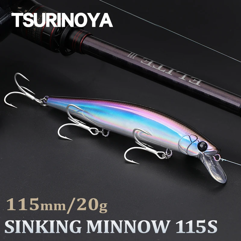TSURINOYA 115S Sinking Minnow Fishing Lure IMP 4.53in 20g Ultra Long Casting Saltwater ...