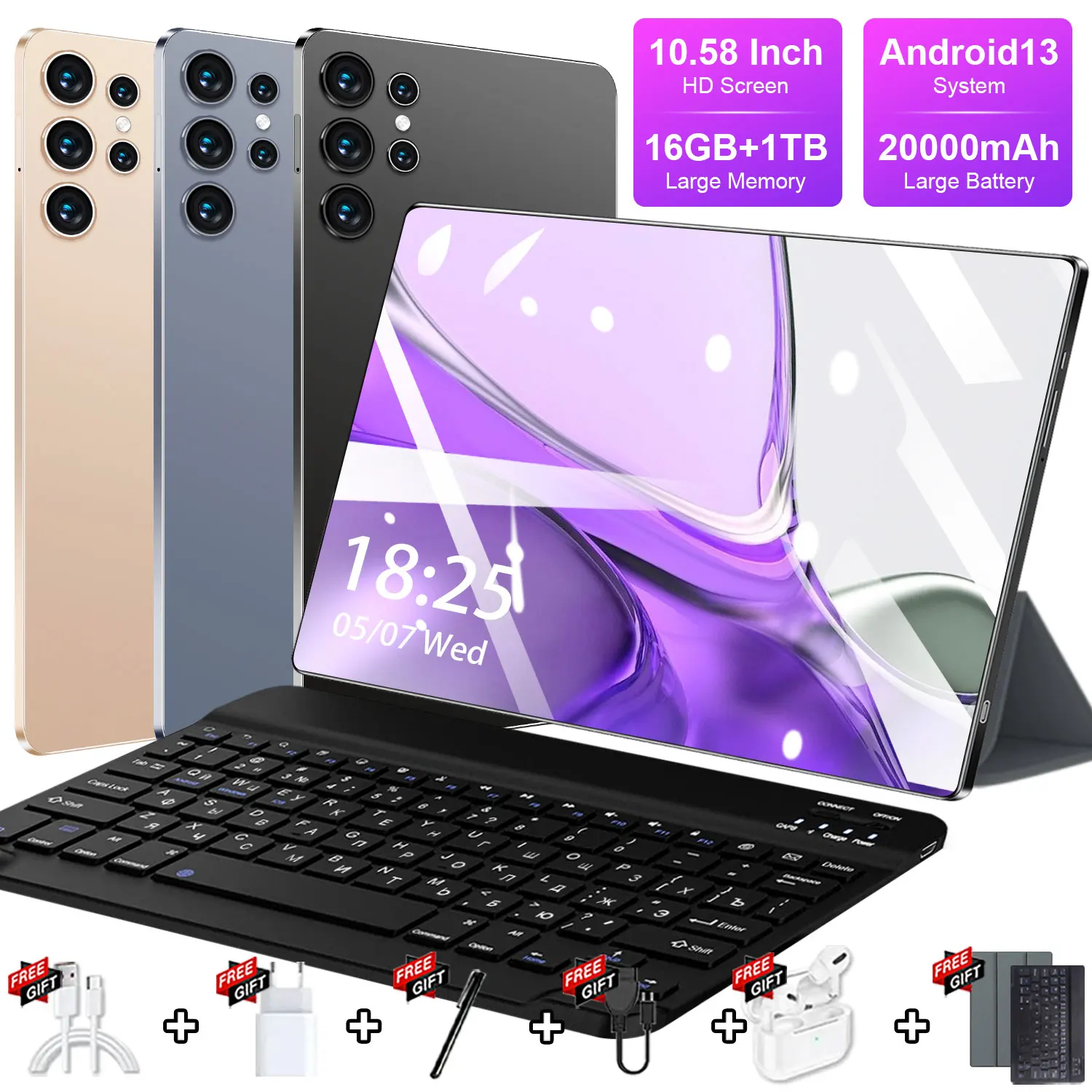 Android Tablet 13 10.58 Inch Google Play 14 Core Dual Cameras SIM 5G ...