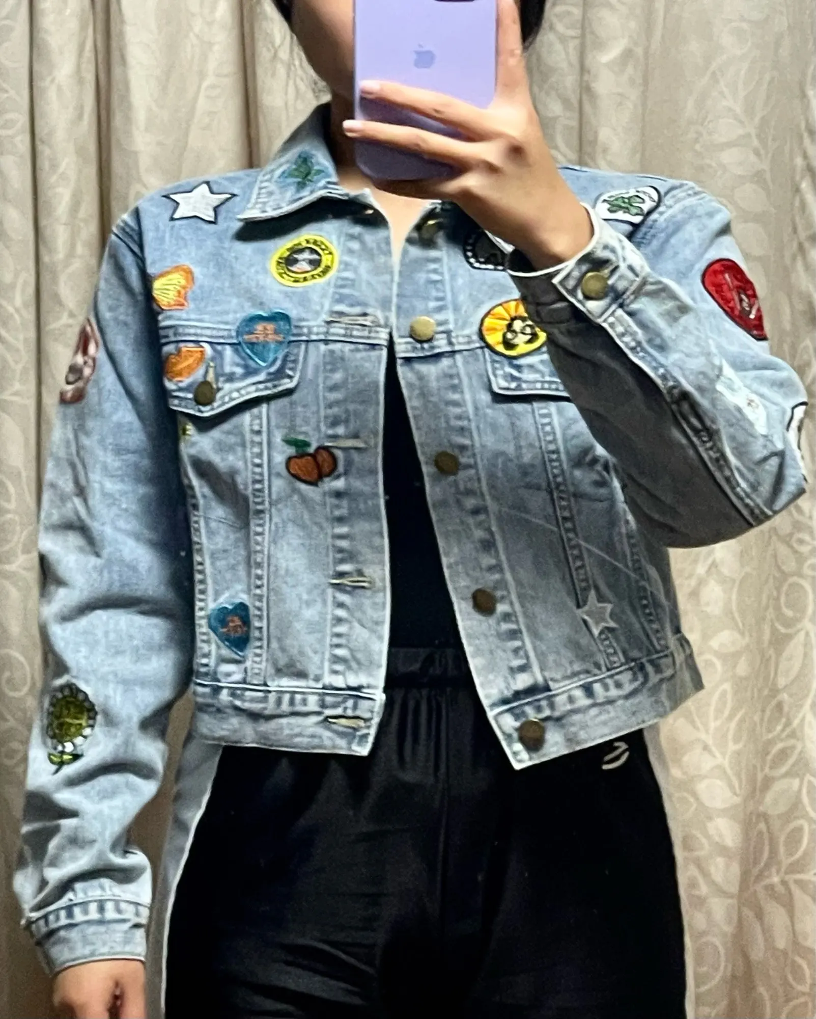 Denim Embroidered Patches Jacket And Skirt Set - UrbanWearOutsiders