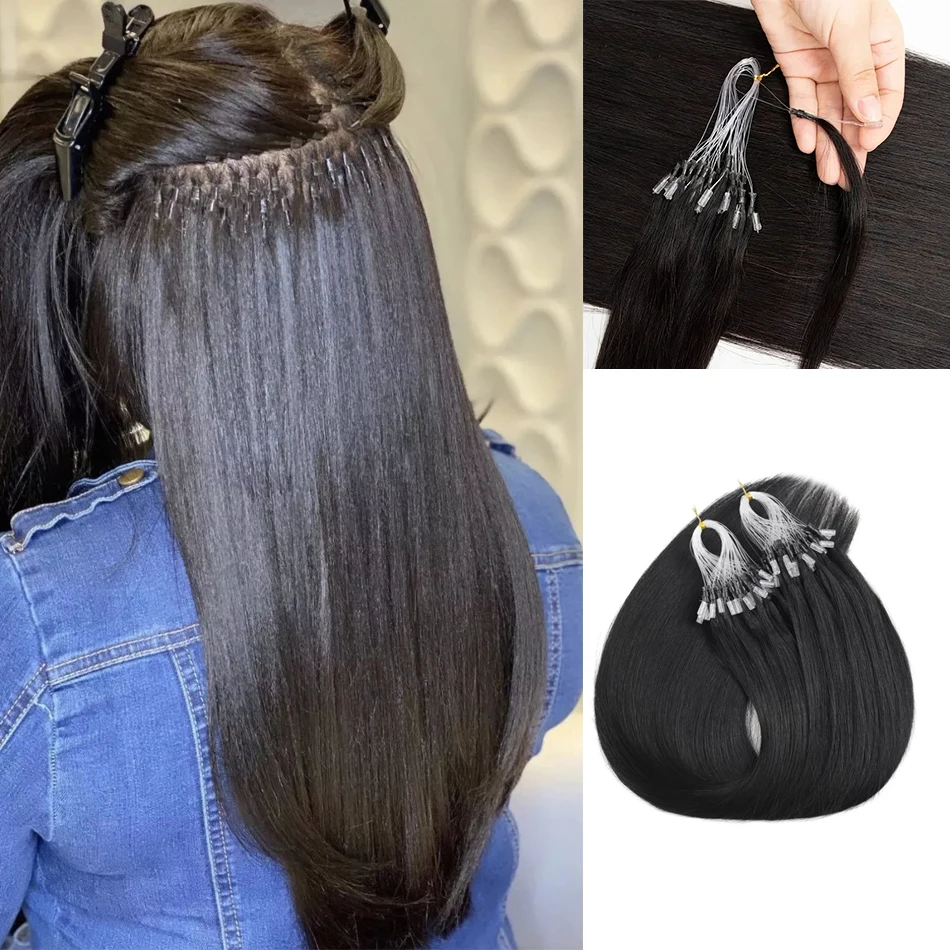Micro-Loop-Hair-Extensions-Real-Human-Hair-Straight-Fish-Line ...