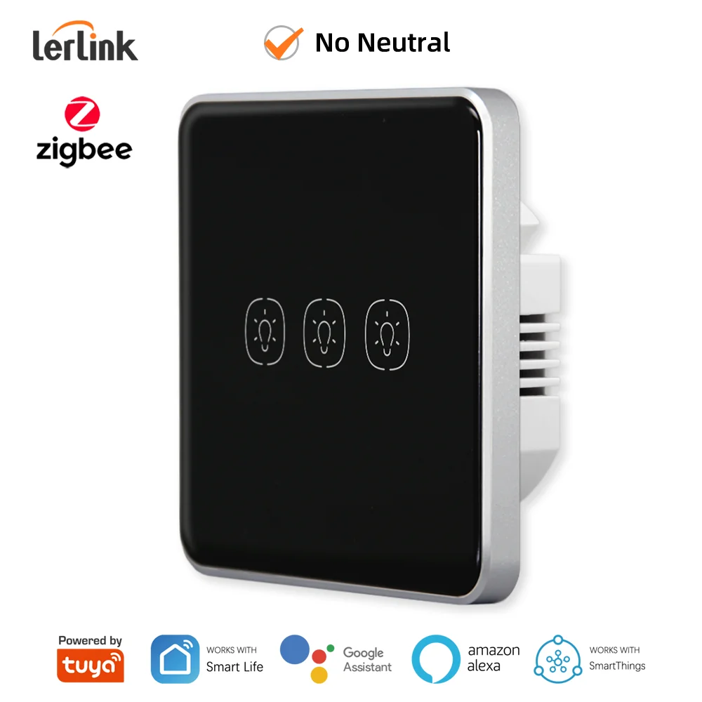 ZigBee Switch No Neutral No Capacitor Touch Glass Panel, Tuya/Smart ...