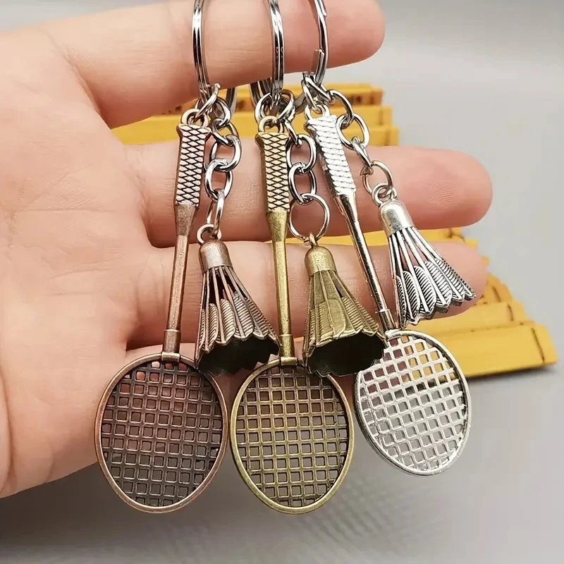 Creative-Metal-Badminton-Racket-Pendant-Keychain-Mini-Shuttlecock ...