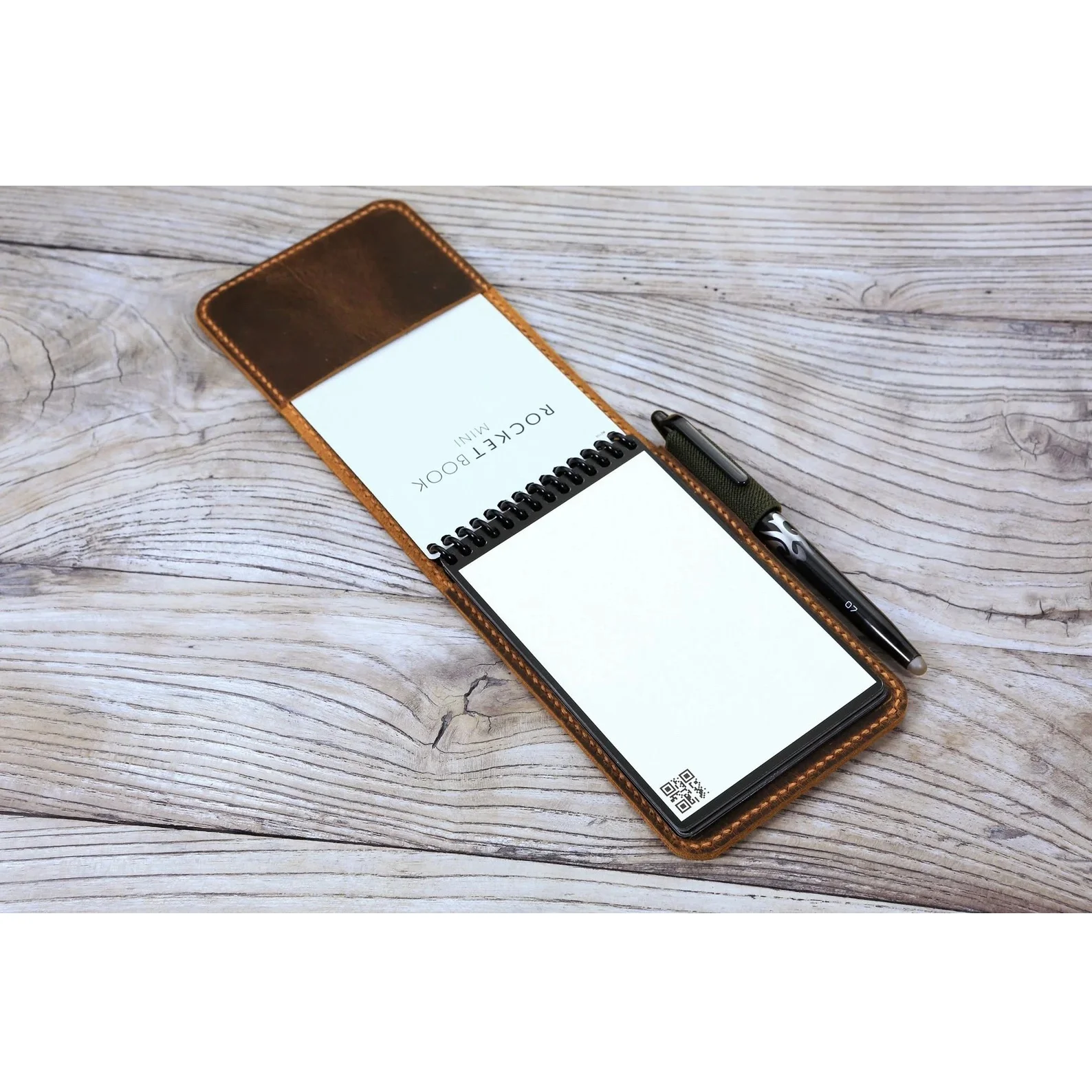 Personalized-leather-rocketbook-mini-case-cover-leather-flip-notebook ...