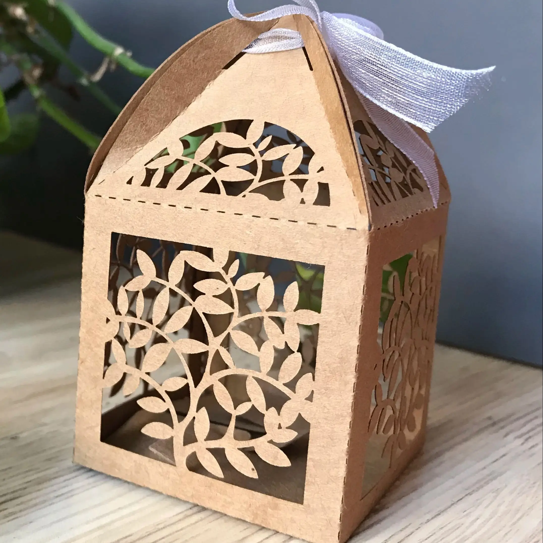 50pcs-Kraft-Paper-Gift-Packaging-Boxes-with-Ribbon-Laser-Cut-Candy-Cake ...