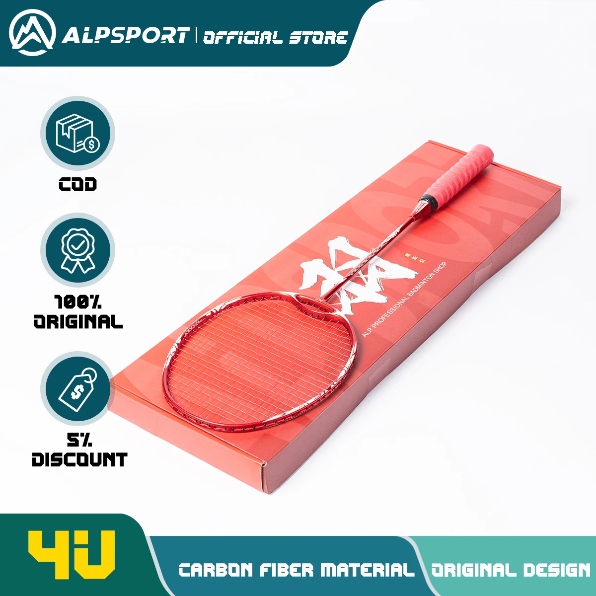 Alpsport-ZY-4U-G5-Eastic-Durable-Badminton-racket-Maximum-weight-38-lbs ...