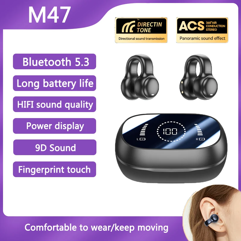 TWS-Wireless-Headphones-Bluetooth-Bone-Conduction-Earphones-HIFI-Stereo ...