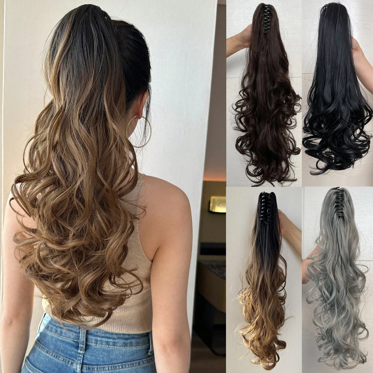 Ponytail-Extension-22Inch-Claw-Clip-In-Ponytail-Hair-Extensions-150g ...