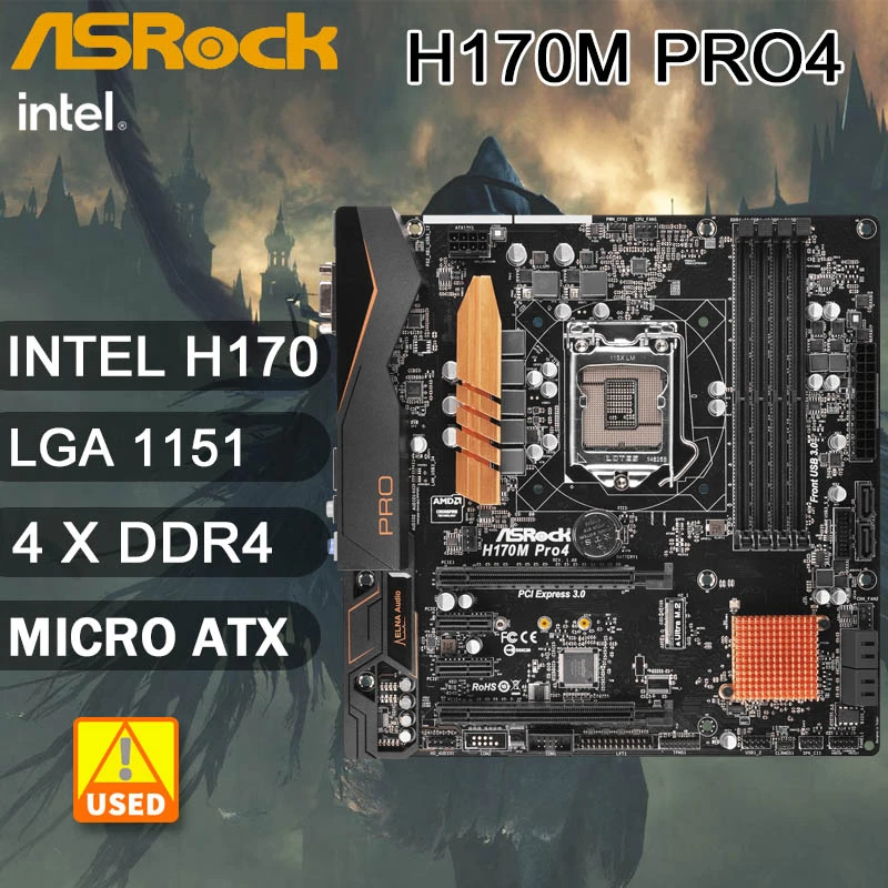 Lga 1151 Motherboard Asrock H170m Pro4 Motherboard Intel H170 Ddr4 Hdmi ...