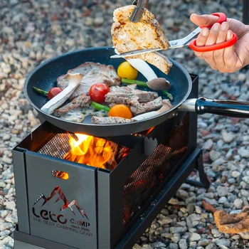 (LETO) 레토 감성 불멍 캠핑 화로대 접이식 스퀘어 바베큐그릴 화롯대 LCP-FS04