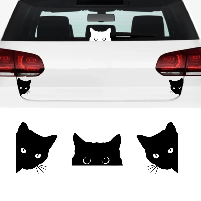 Peeking Cat Vinyl Sticker Car Bumper Window Decals , Funny Cute Cat ...