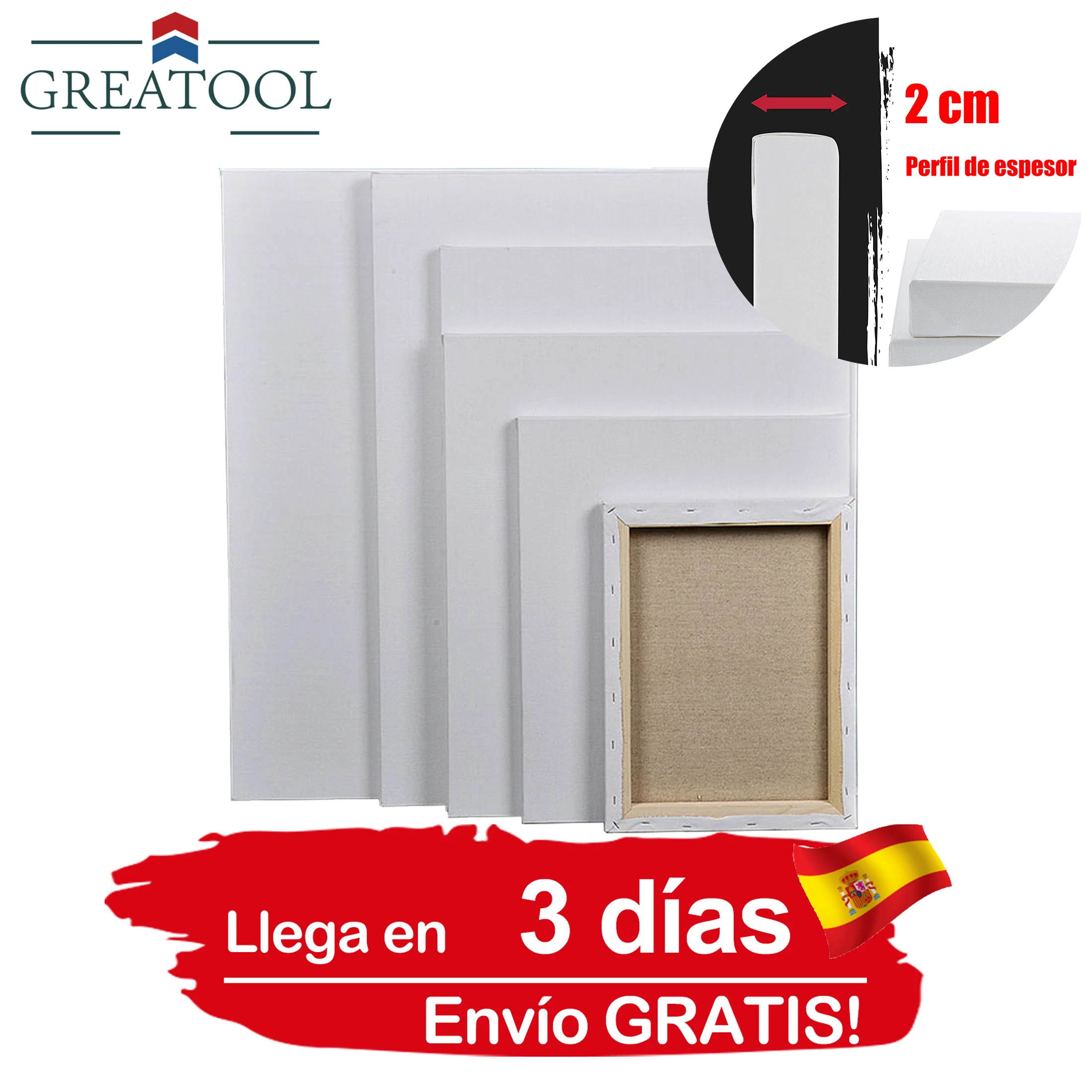 GREATOOL-Lienzo-para-Pintura-Grosor-2-cm-100-Algod-n-Apto-para-leo-Acr ...