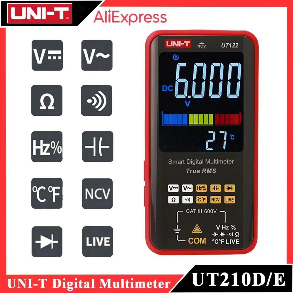 UNI T UT121 UT122 multimetro digitale professionale intelligente Dual ...