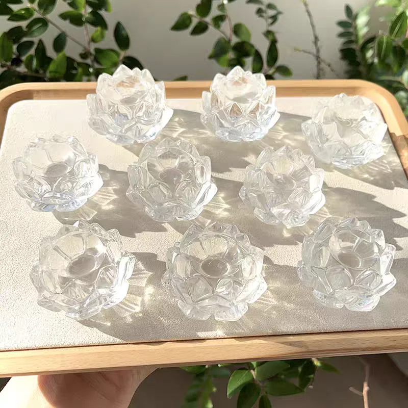 Mini-Natural-Clear-Quartz-Lotus-Flower-Crystal-Carving-Beautiful-White ...