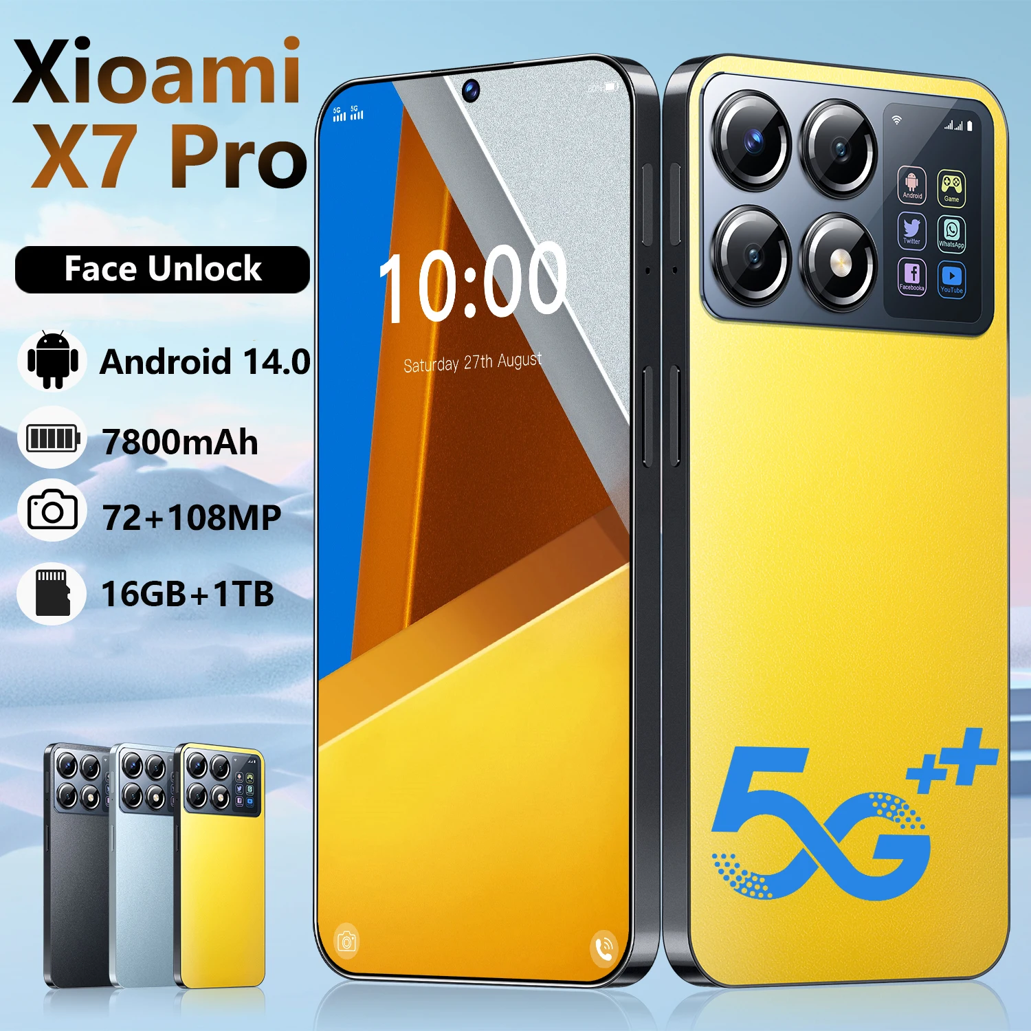 Teléfono Original Xioami X7 Pro Smartphone 5G 7,3 pulgadas HD 22G + 2T ...