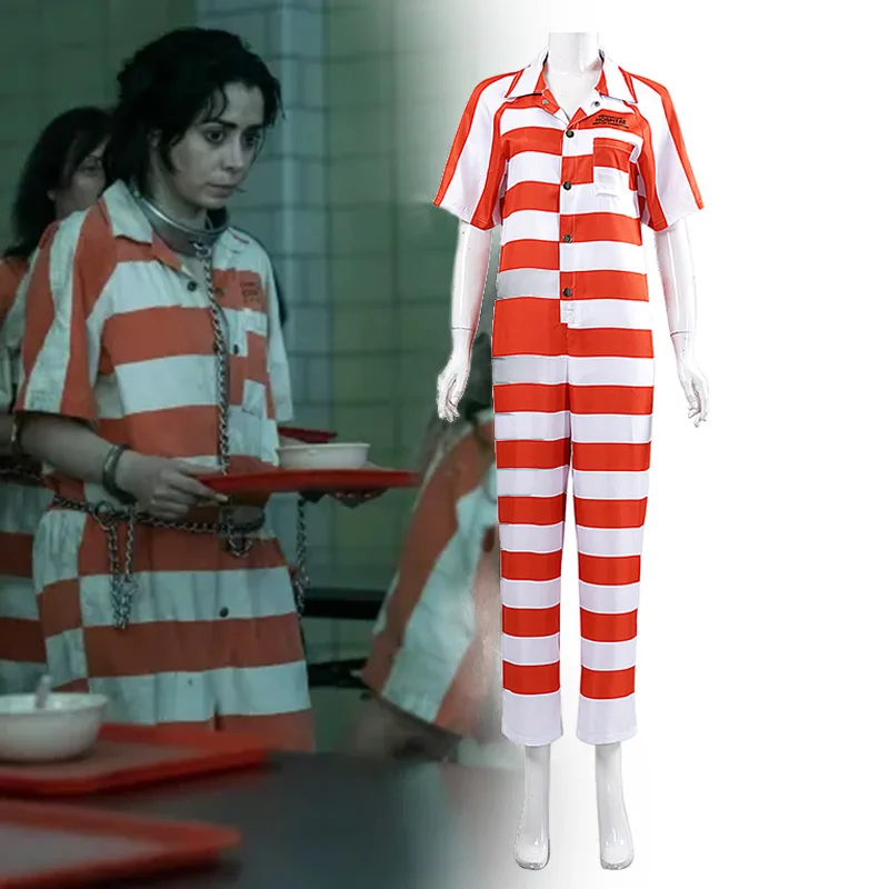 Adult Movie The Penguin Orange Striped Hospitae Prison Uniform Jumpsuit ...