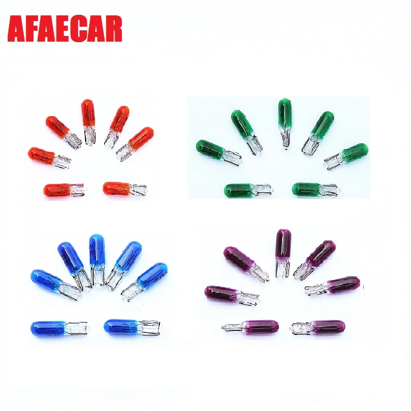 10pcs car T5 12v 1.2w white blue green amber purple halogen lamp instrument lights