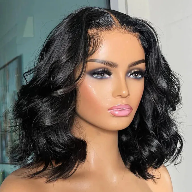 Loose Wave Bob Wig 100% Human Hair 13x4 Lace Front Wigs Body Wave Human ...