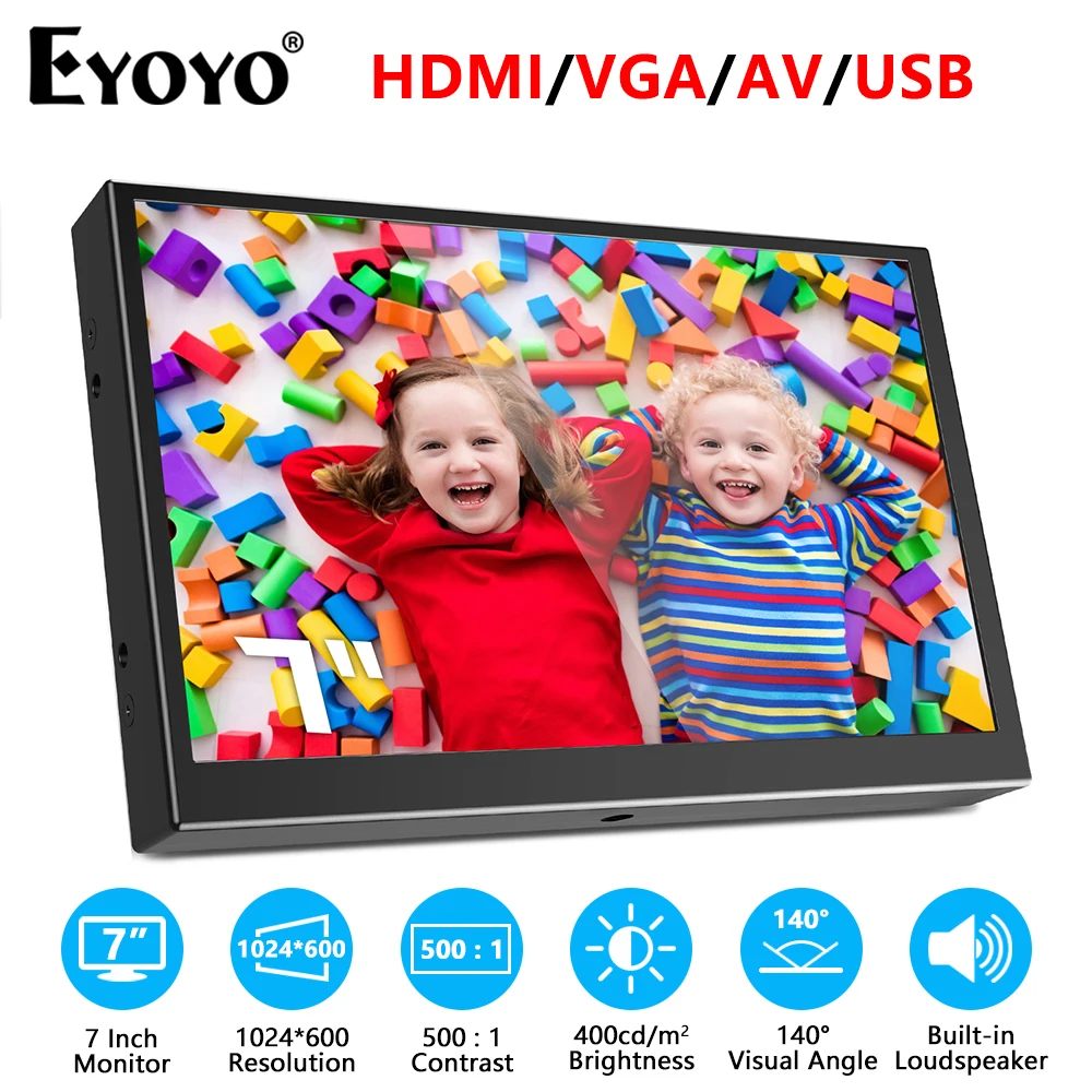 Eyoyo 7 Inch Mini Ips Monitor 1024x600 Resolution Tn Lcd Screen Display ...