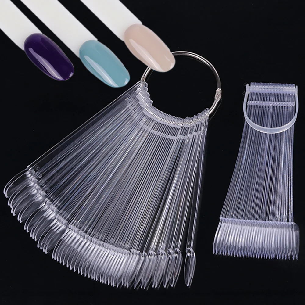 50Pcs Nail Swatches Oval Round Tips For Display Nail Samples Gel Polish ...