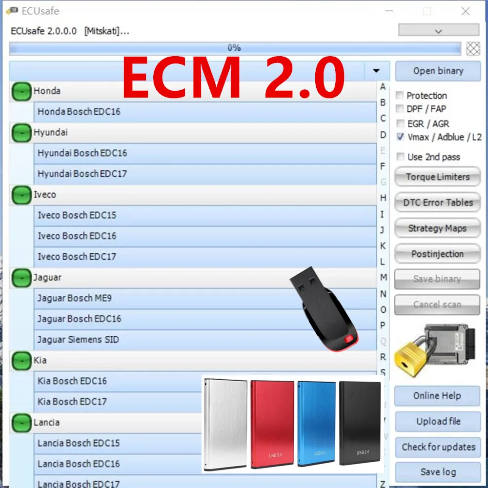 2022 Hot Selling ECUSafe 2.0 ECU ECM 2.0 Diagnostic Tool CD DVD ...
