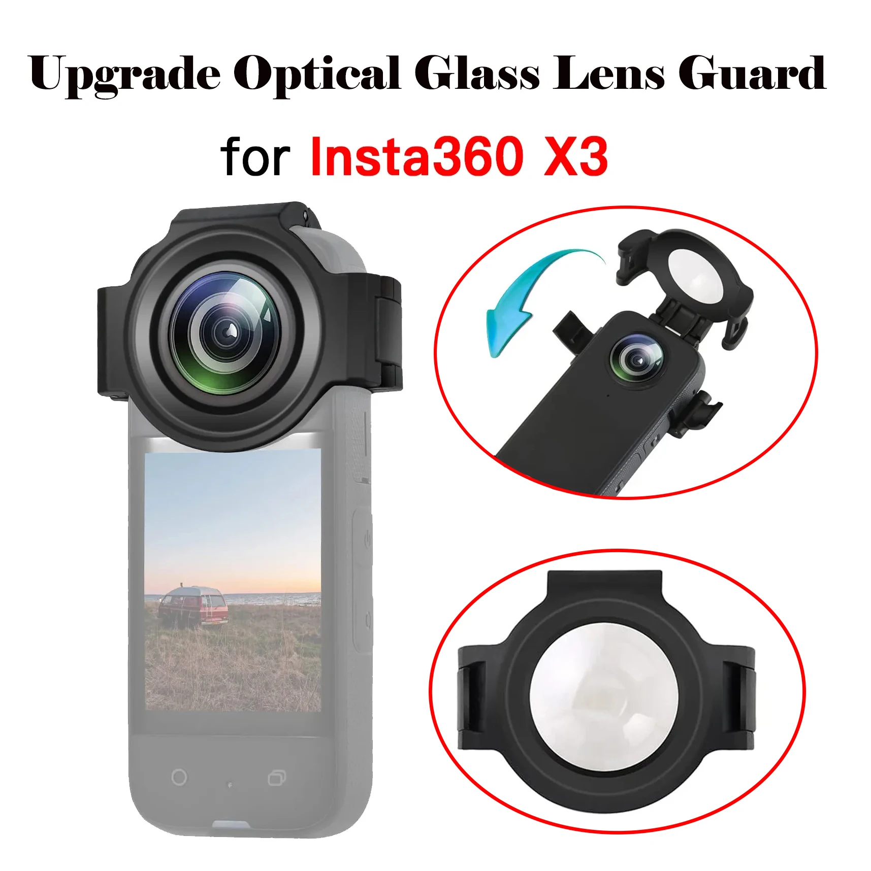 For-Insta360-X3-Upgrade-Optical-Glass-Lens-Guard-Protective-Cover-9H ...