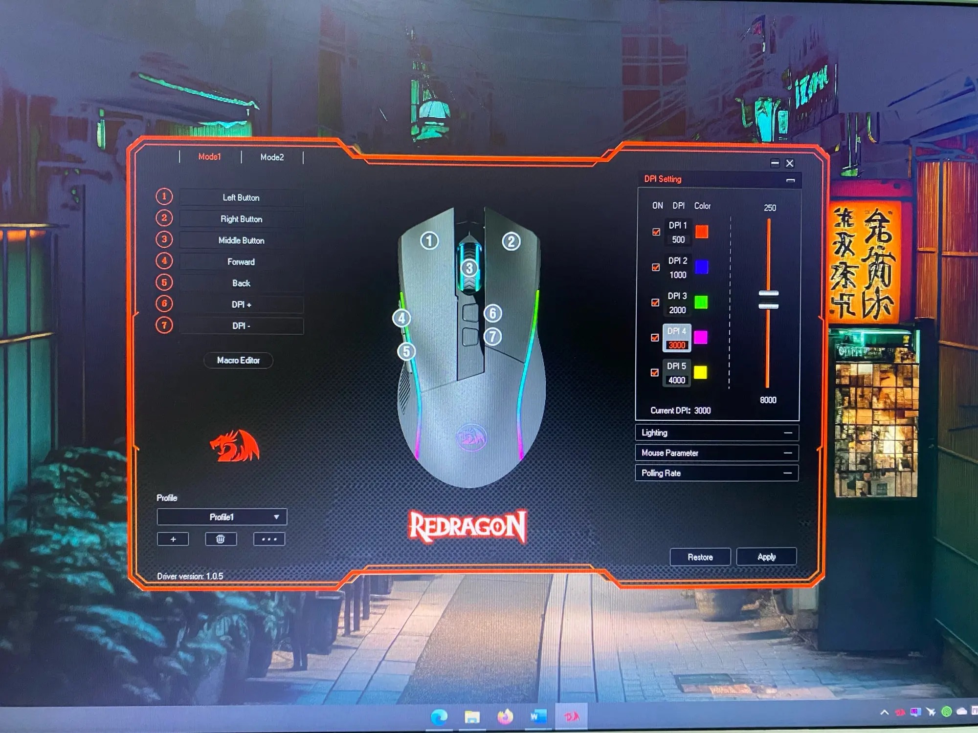 REDRAGON Lonewolf G105 RGB USB Wired Gaming Mouse 8000 DPI 8 buttons ...