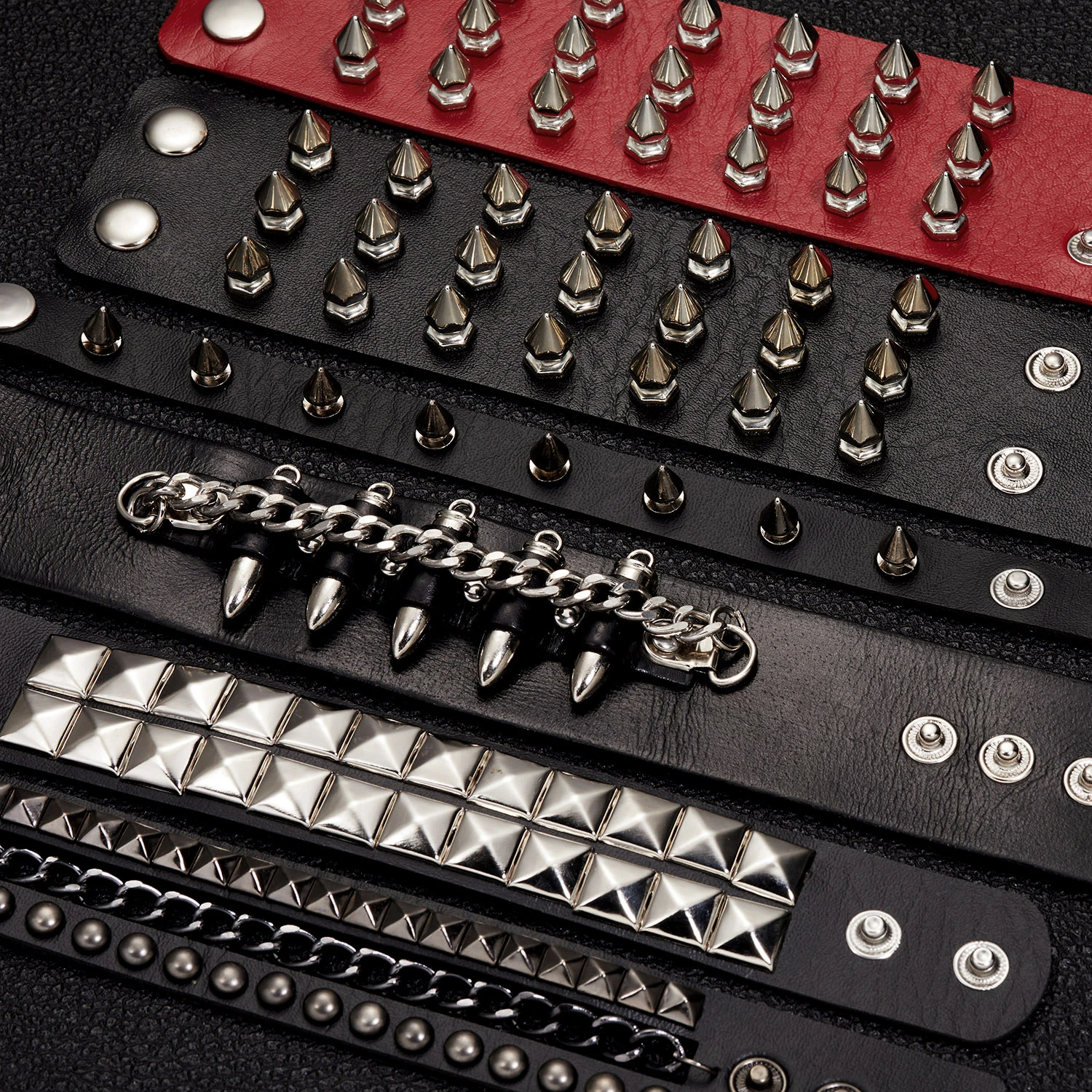 Punk Row Cuspidal Spike Rivet PU Leather Bracelet For Women Men Gothic ...